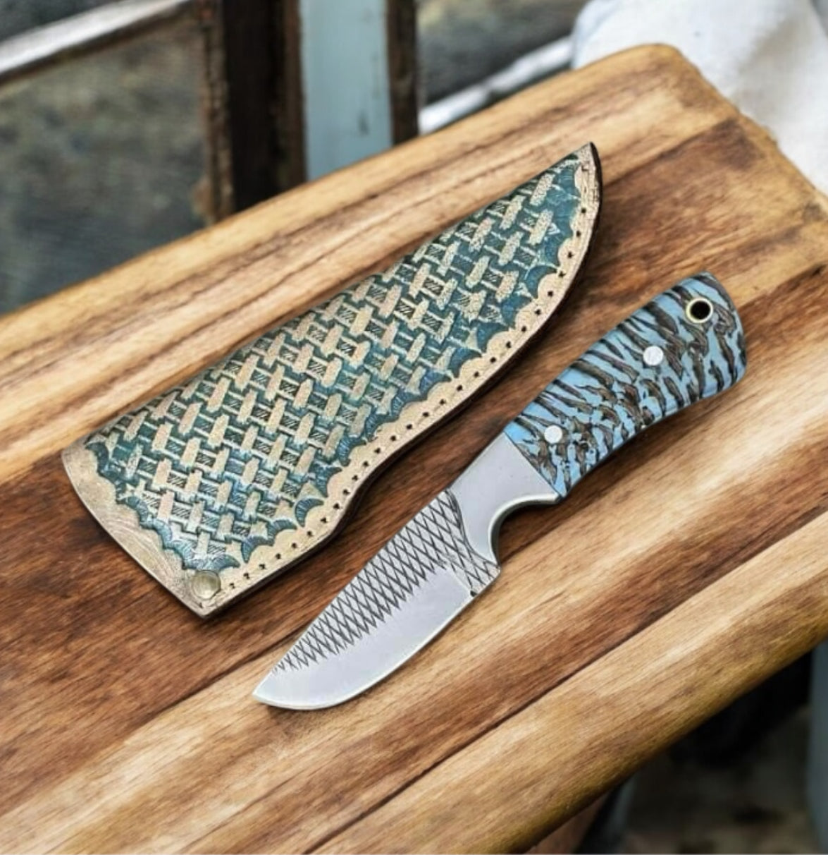Ranch Cowboy Knife 8" – Handmade Rasp Tool Blade with Pine Cone Handle